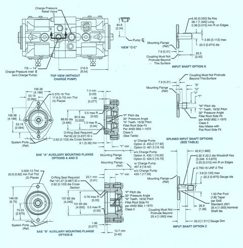 Sundstrand Sauer Danfoss Series 40 PV/PT Mounting Flange & Shafts – Hydrostatic Transmission ...